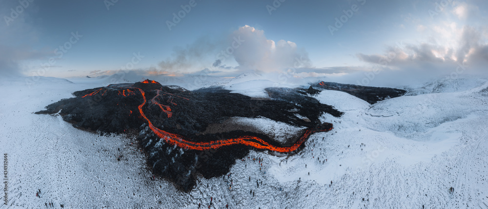 Iceland Volcanic eruption 2021. The volcano Fagradalsfjall is located ...
