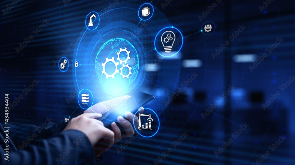 Gears icons business process automation innovation technology concept ...