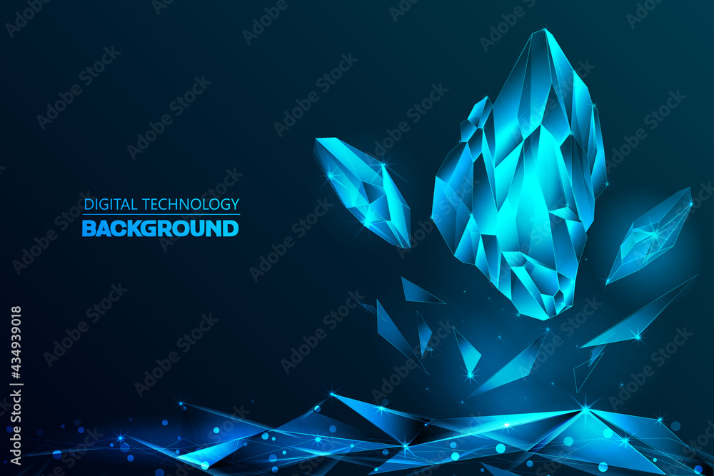 Abstract Digital Modern Futuristic Scatter Crystal with Triangle ...