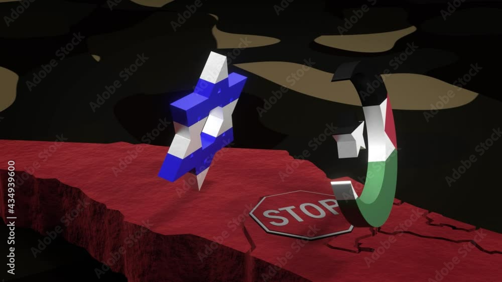 Israeli–Palestinian conflict. Star of David and Star and crescent ...