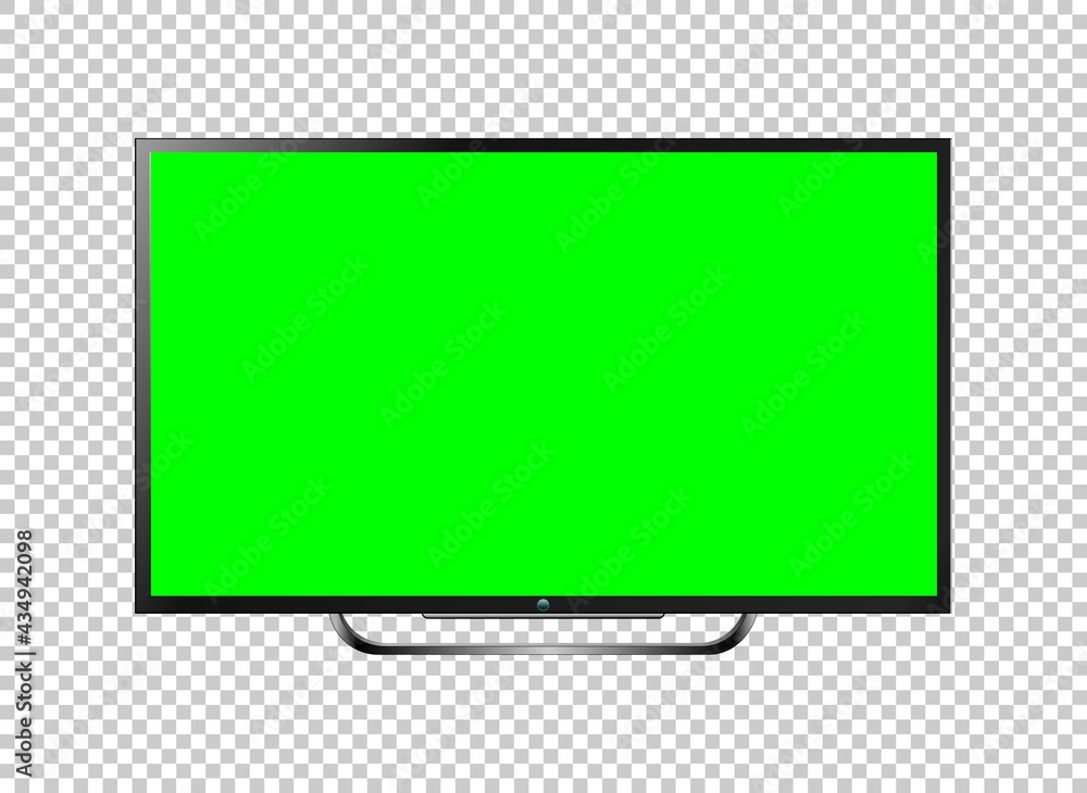 Realistic TV LCD screen mockup. Panel with green screen isolated on ...