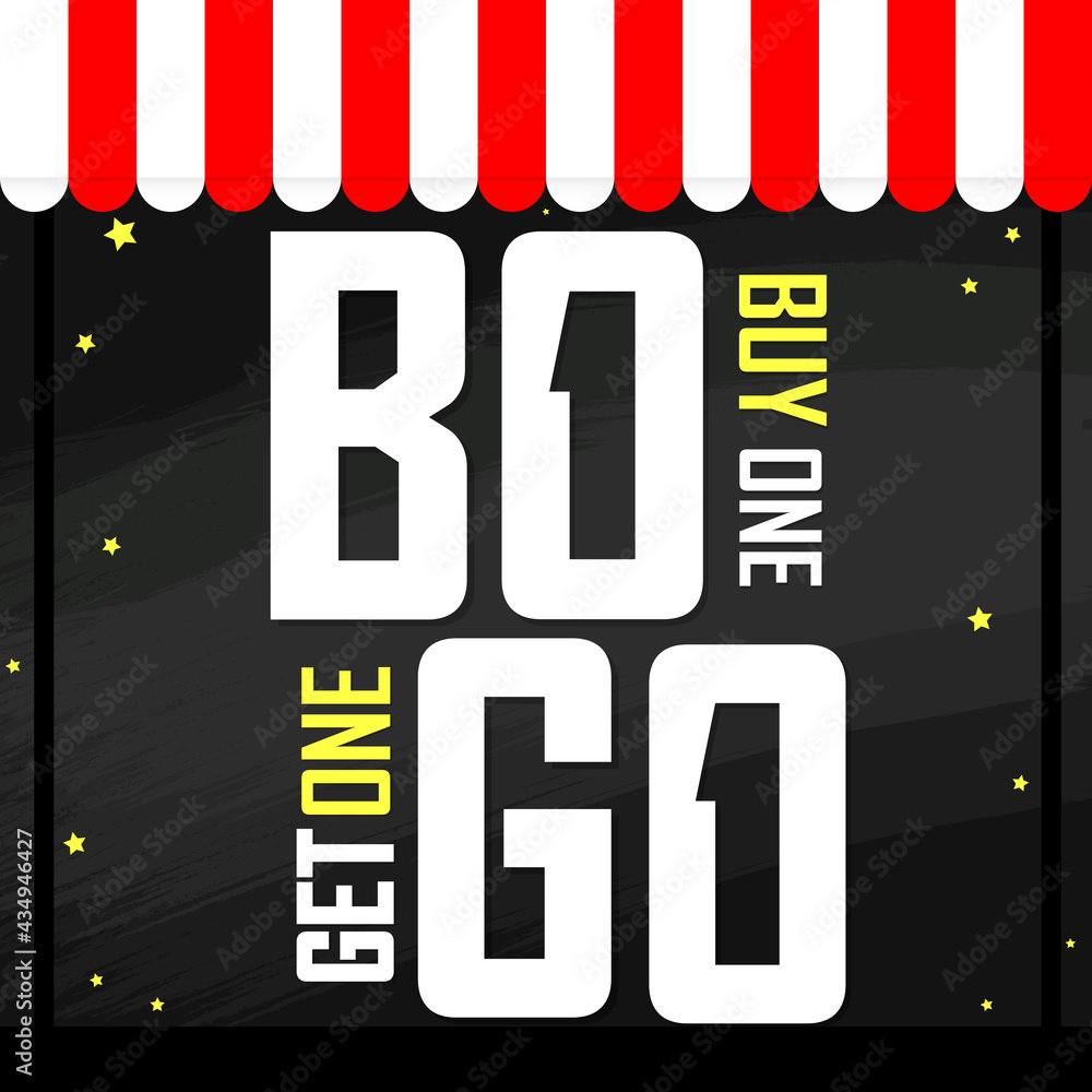 BOGO, Sale poster design template, buy 1 get 1 free, promo banner ...