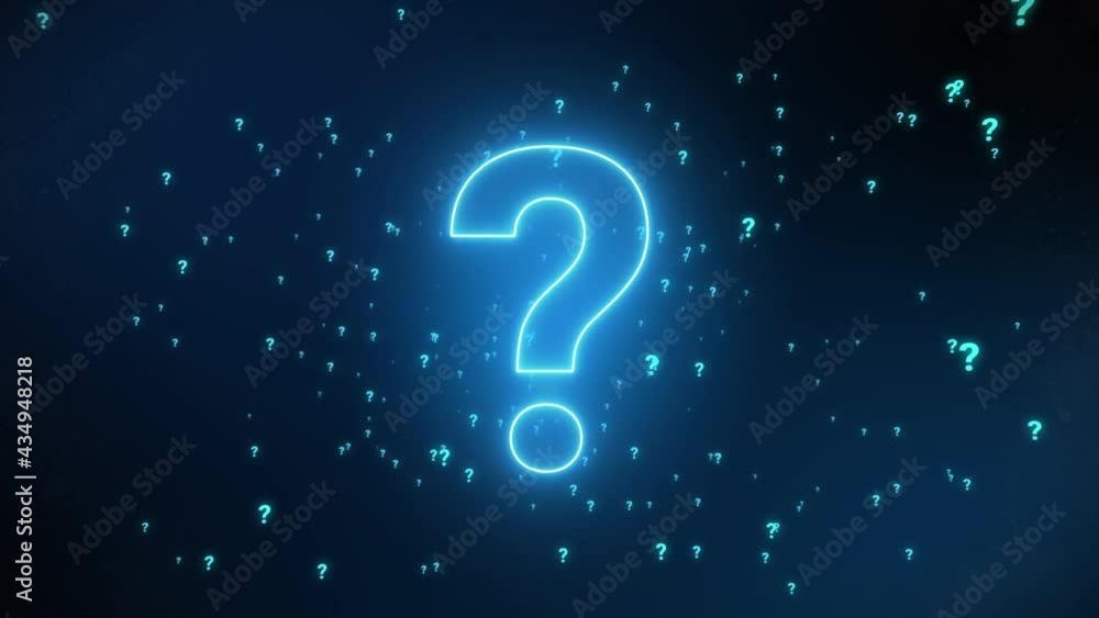 Question mark problem sign with particles flying in the background ...