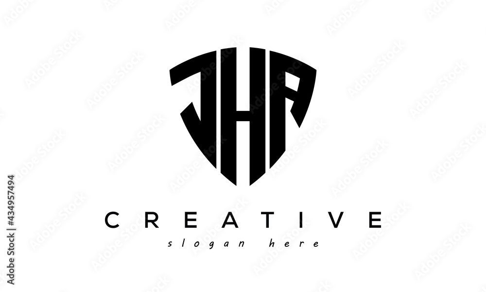 JHA letter creative logo with shield Stock Vector | Adobe Stock