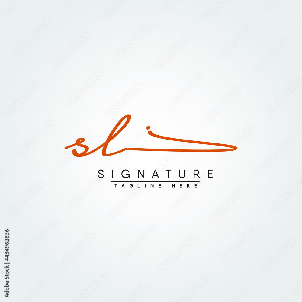 Initial Letter SL Logo - Hand Drawn Signature Logo Stock Vector | Adobe ...