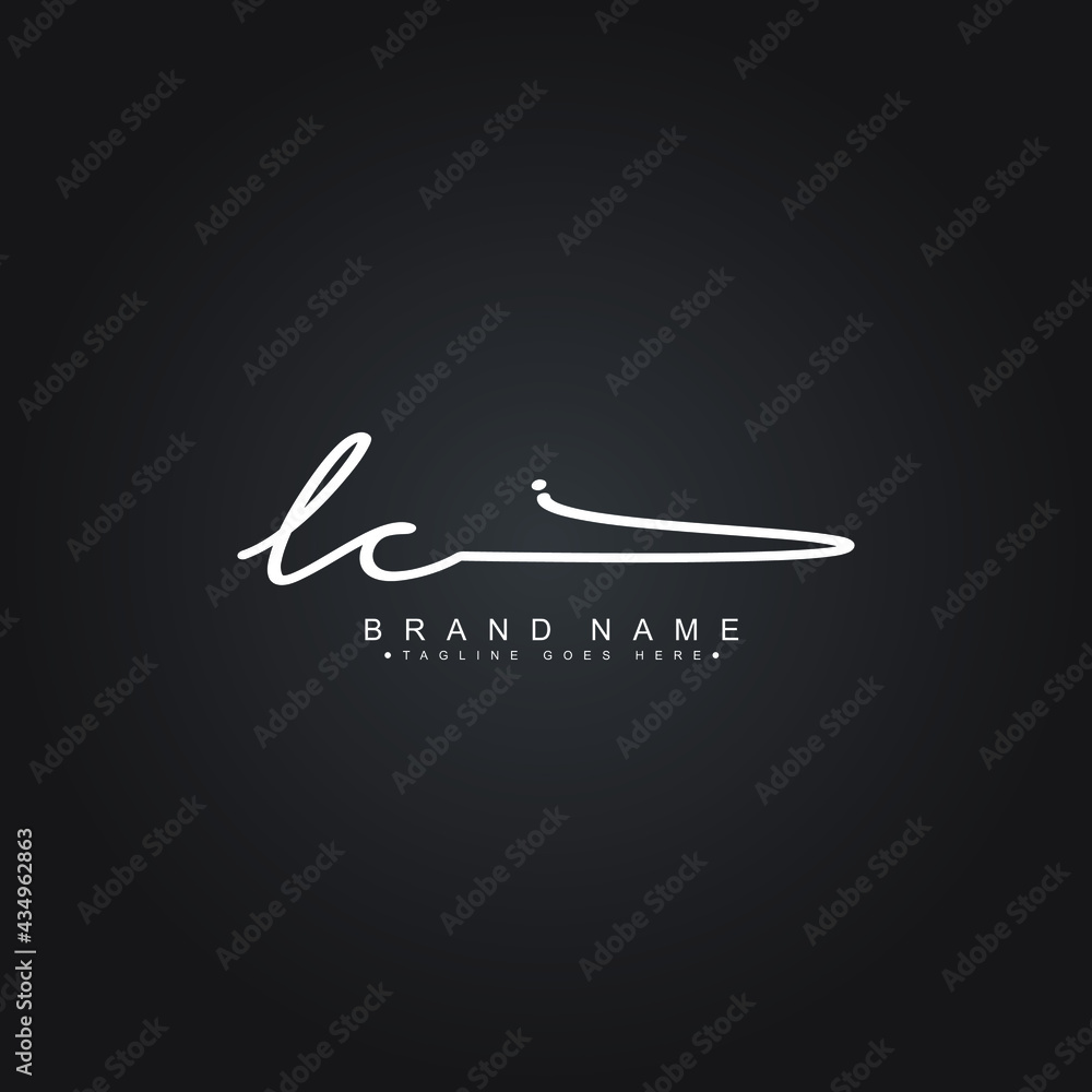 Initial Letter LC Logo Hand Drawn Signature Style Logo Stock Vector ...