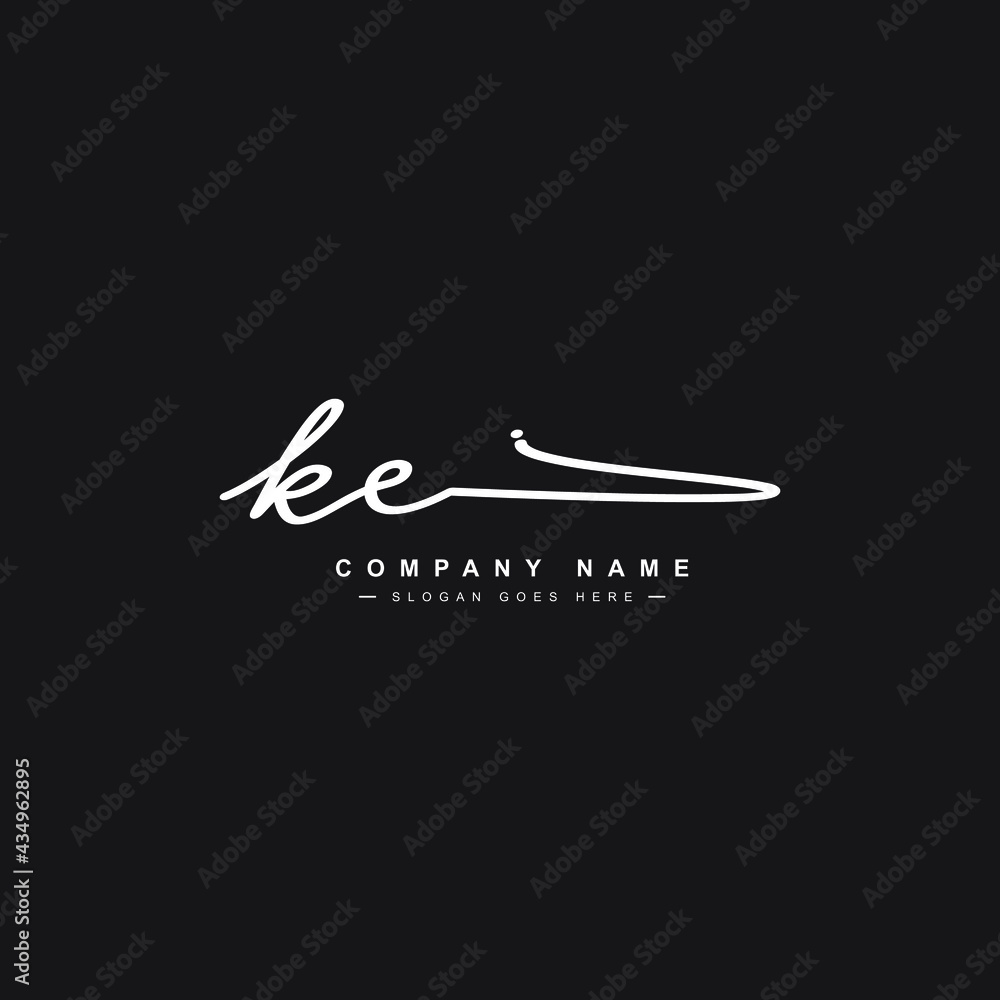 Initial Letter KE Logo - Handwritten Signature Logo Stock Vector ...