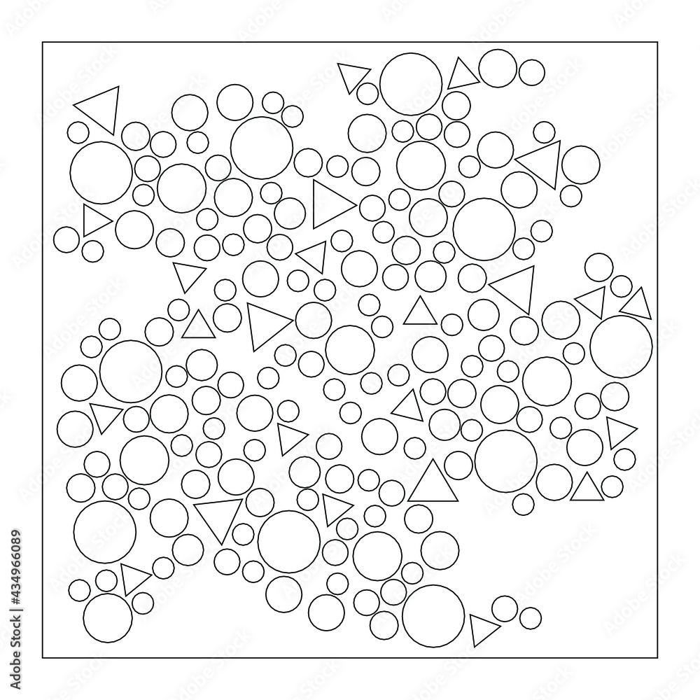 Coloring page of random circles and triangles Easy coloring pages for ...