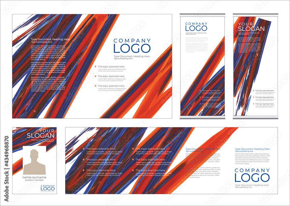Red and blue brush stroke paint on white background, Corporate identity ...