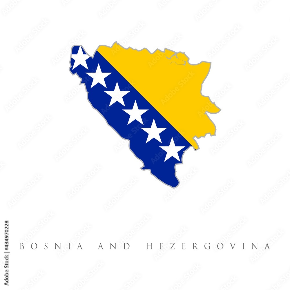 Vector illustration of Bosnia and Herzegovina flag map. Vector map ...