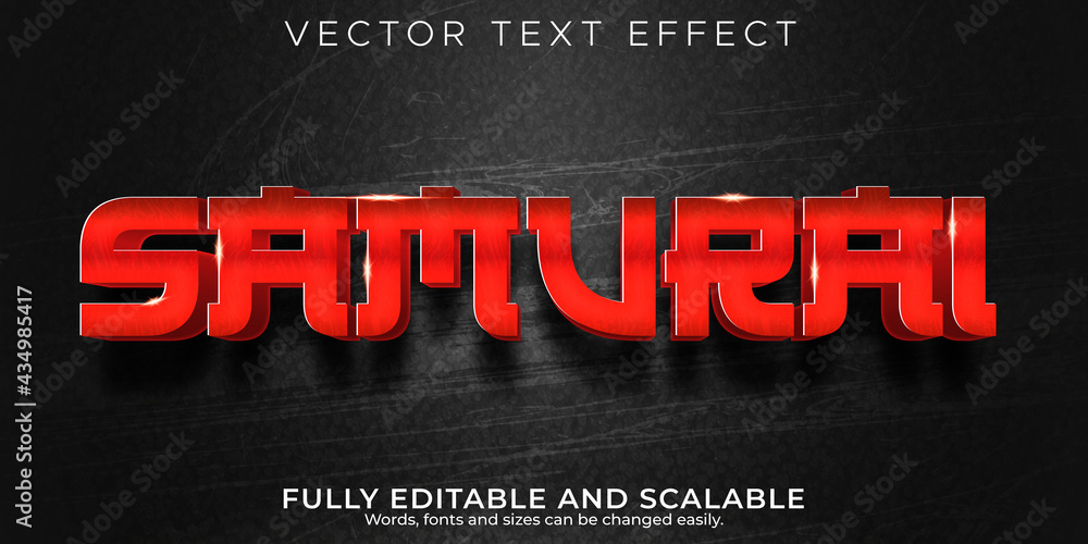 Samurai japanese text effect, editable warrior and red text style Stock ...