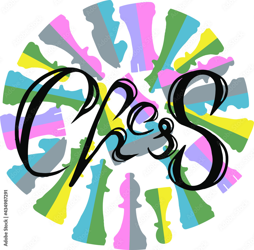 Vector illustration of chess. Handwritten letters. Lettering. For ...