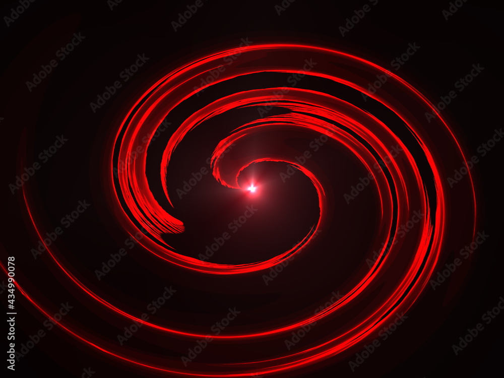 Red circular radial zoom in illustration with source of light - fractal ...