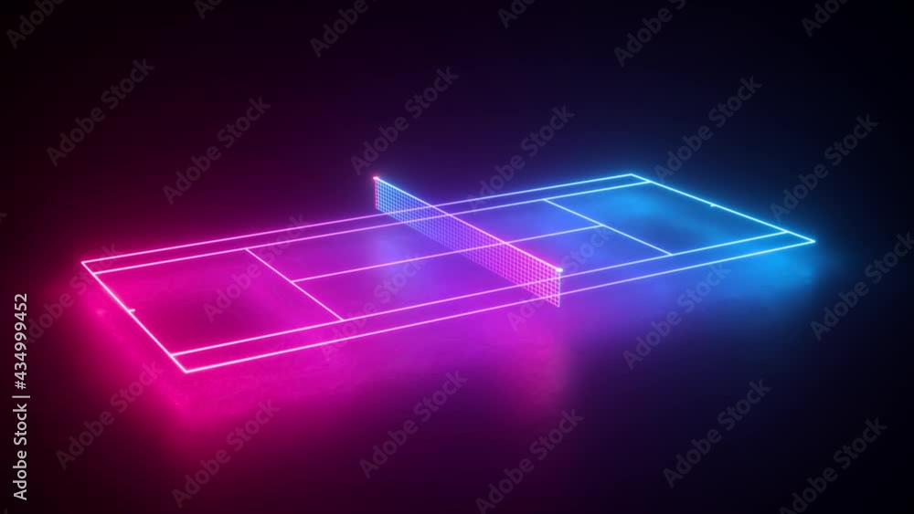 neon tennis court scheme rotating, sportive playground virtual plan ...