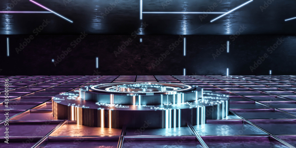 futuristic technology design product showcase podium with hi-tec ...