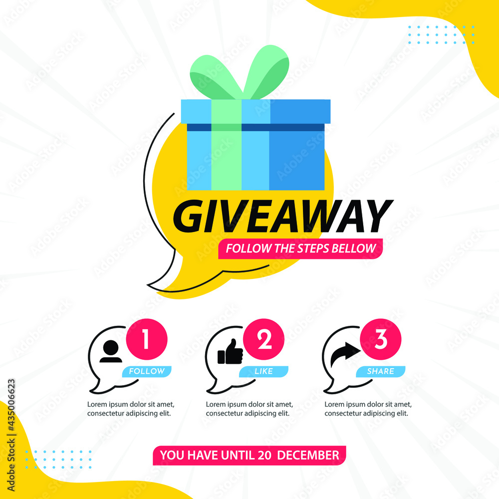 Giveaway banner design template. Social media poster design. Stock ...