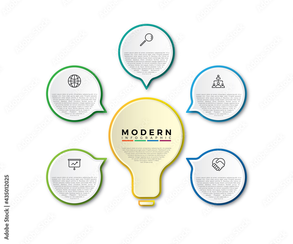 Business infographic Vector light bulb. Template for circle diagram ...