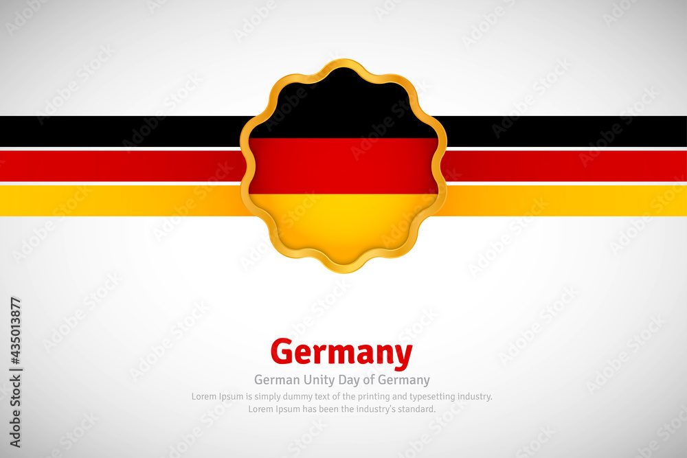 Artistic happy german unity day of Germany with country flag in golden ...