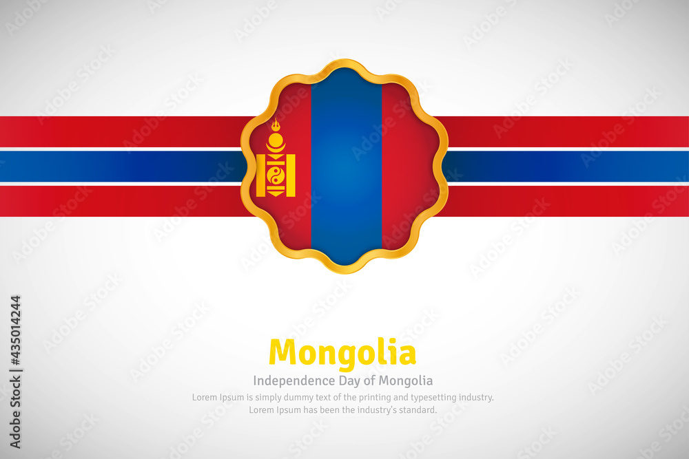 Artistic happy independence day of Mongolia with country flag in golden ...