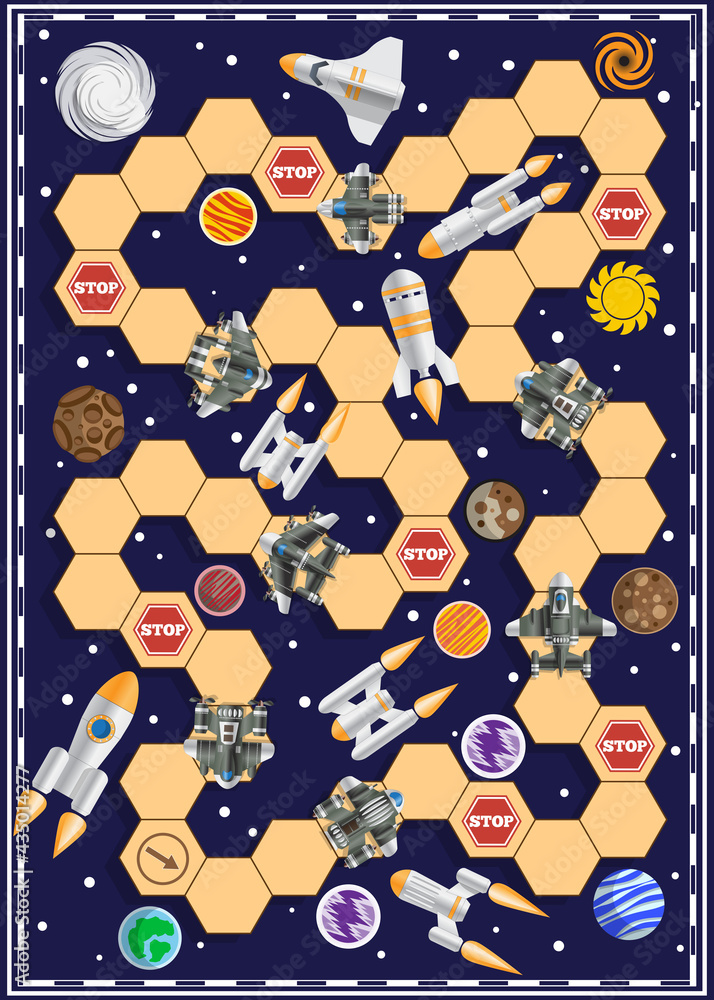 A board game on the space theme. Vector illustration. Stock Vector ...