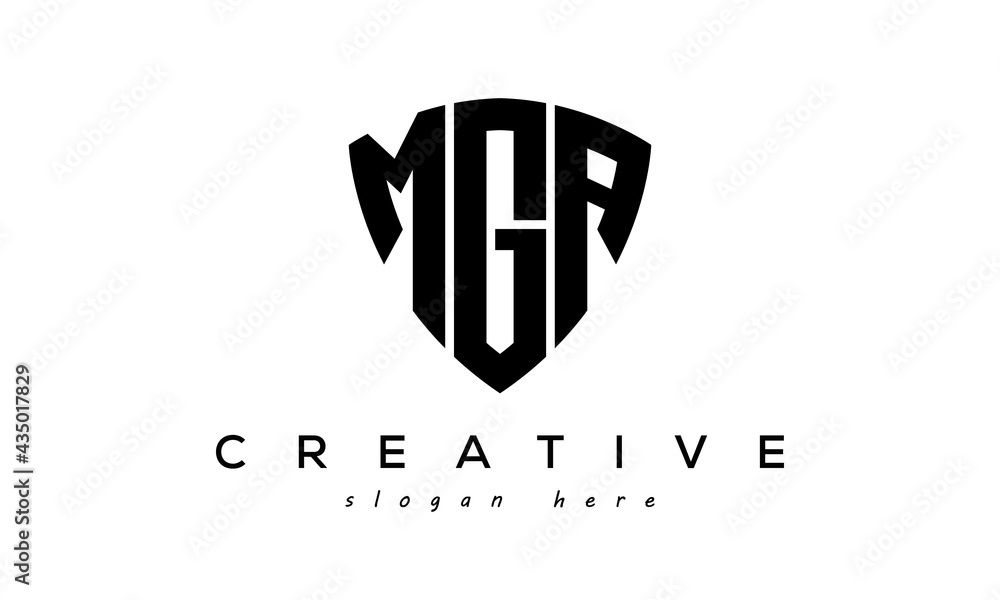 MGA letters creative logo with shield Stock Vector | Adobe Stock