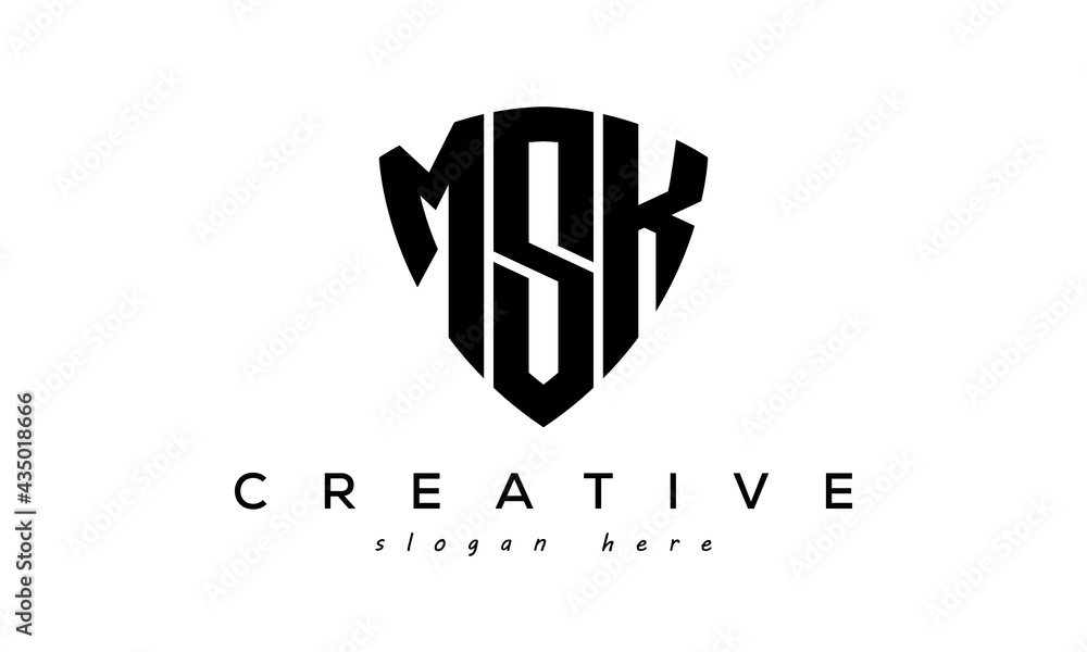MSK letters creative logo with shield Stock Vector | Adobe Stock