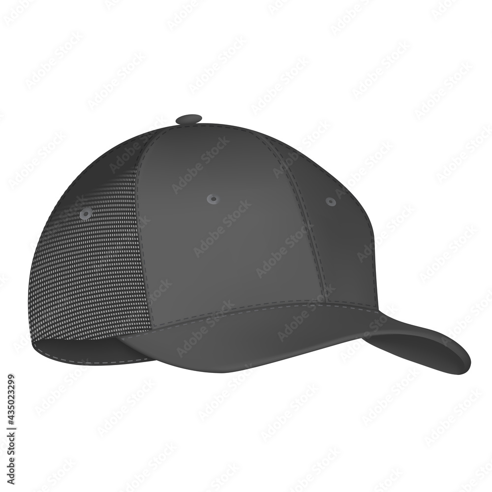 Baseball cap black and white template. Design template closeup in ...