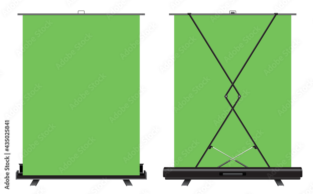 Roll up Green Screen isolated on white background Stock Vector | Adobe ...