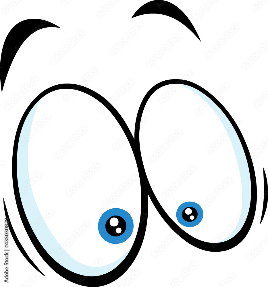 Scared Cartoon Funny Eyes. Vector Hand Drawn Illustration Isolated On ...
