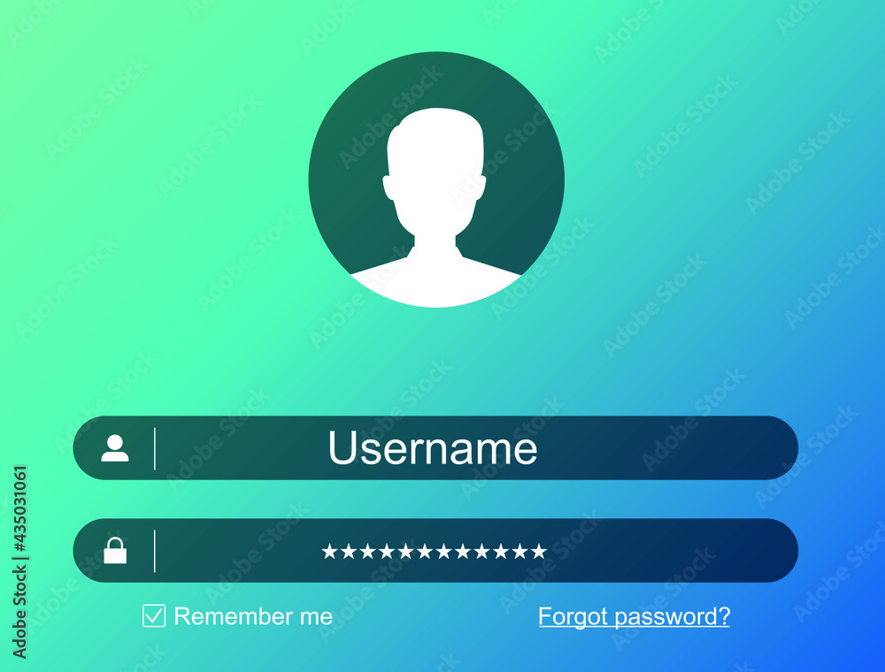 Login form page template on trendy gradient background for online ...
