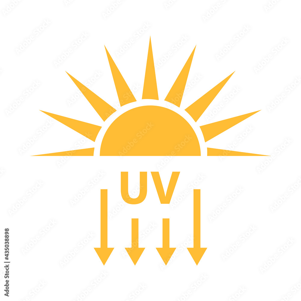 UV radiation icon vector solar ultraviolet light symbol for graphic ...
