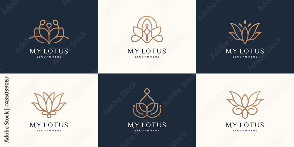 luxury Lotus logo set. line art style abstract logo lotus , floral ...