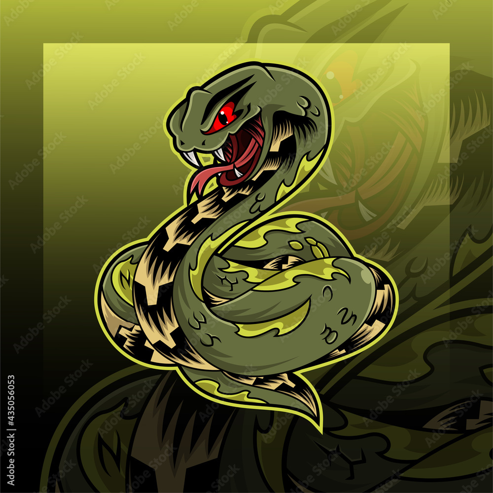 Green viper snake mascot logo design Stock Vector | Adobe Stock