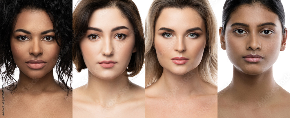 Multi-ethnic beauty and skincare. Group of women with a different ...