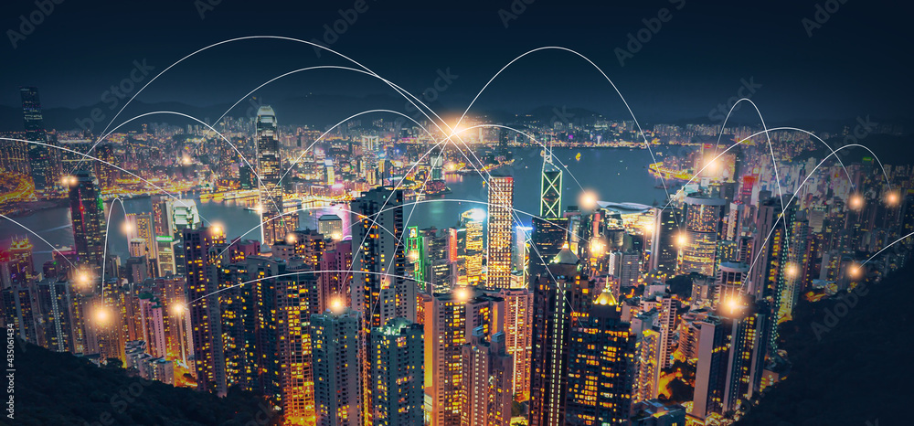 Internet Data communication connection network frame Modern industrial ...