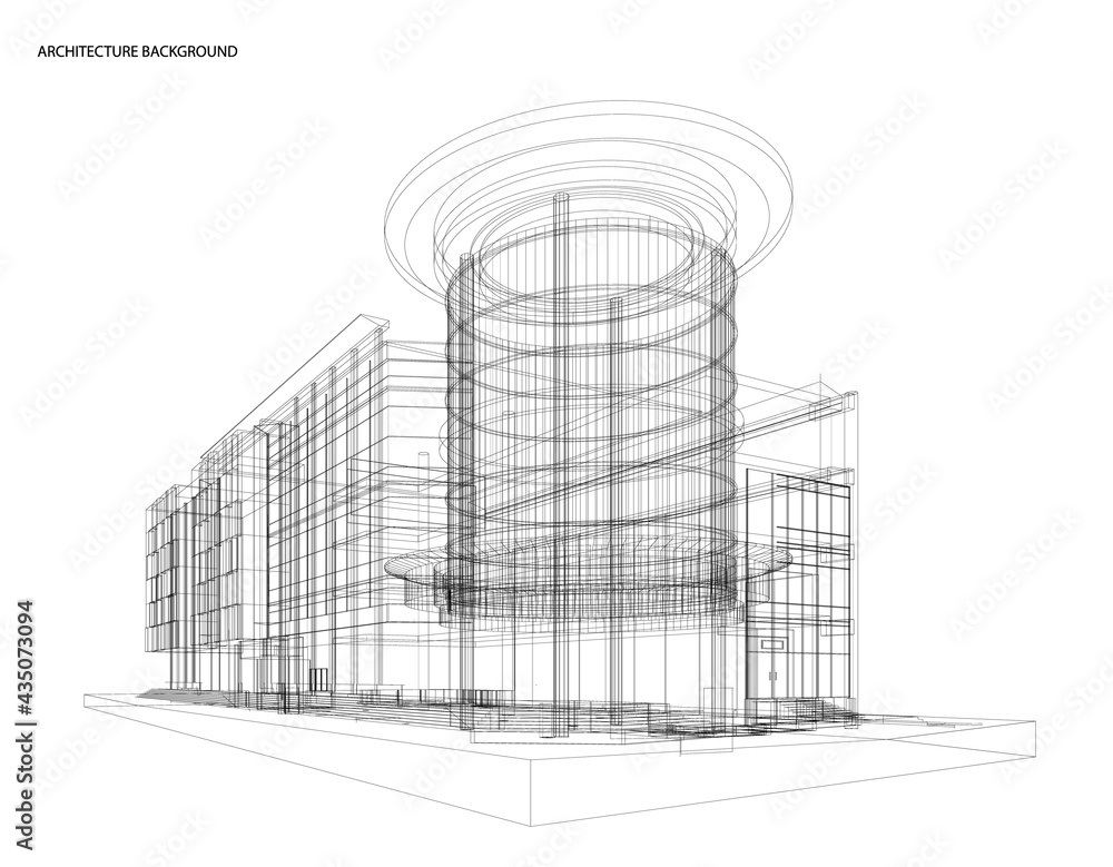 3d wireframe of building. sketch design.Vector Stock Vector | Adobe Stock