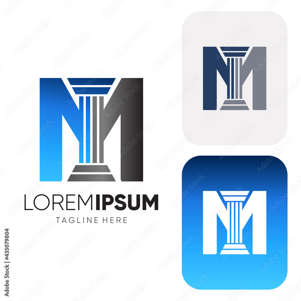 Letter M Pillar Legal Firm Law and Attorney Logo Design Vector Icon ...