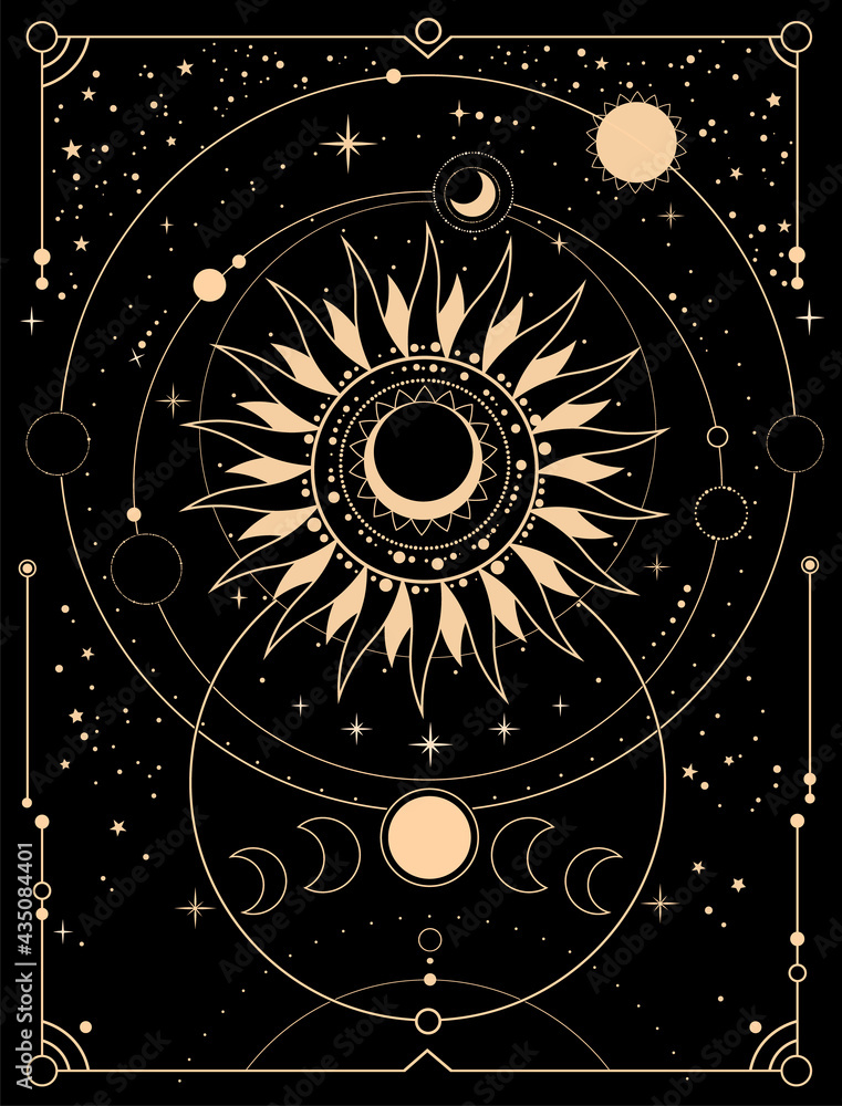 space esoteric composition of the sun, moon and stars Stock Vector ...