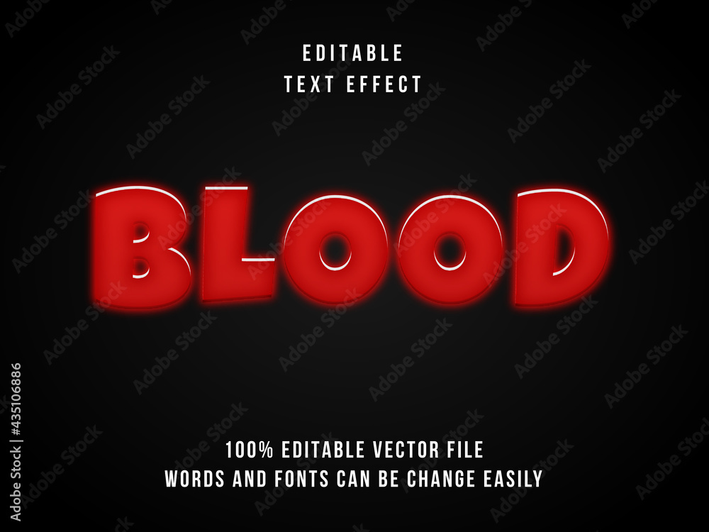 Editable Blood text effect with black background Stock Vector | Adobe Stock