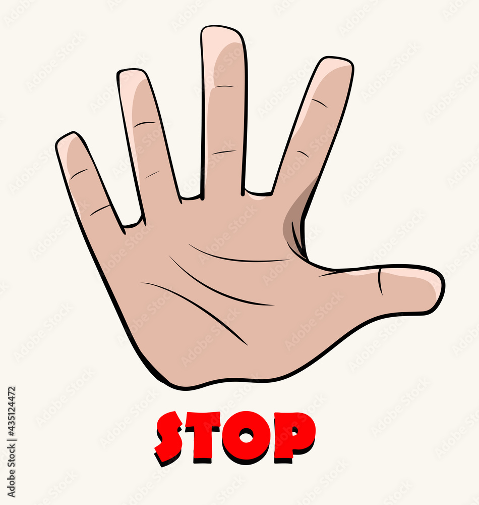 vector cartoon hand showing stop sign Stock Vector | Adobe Stock
