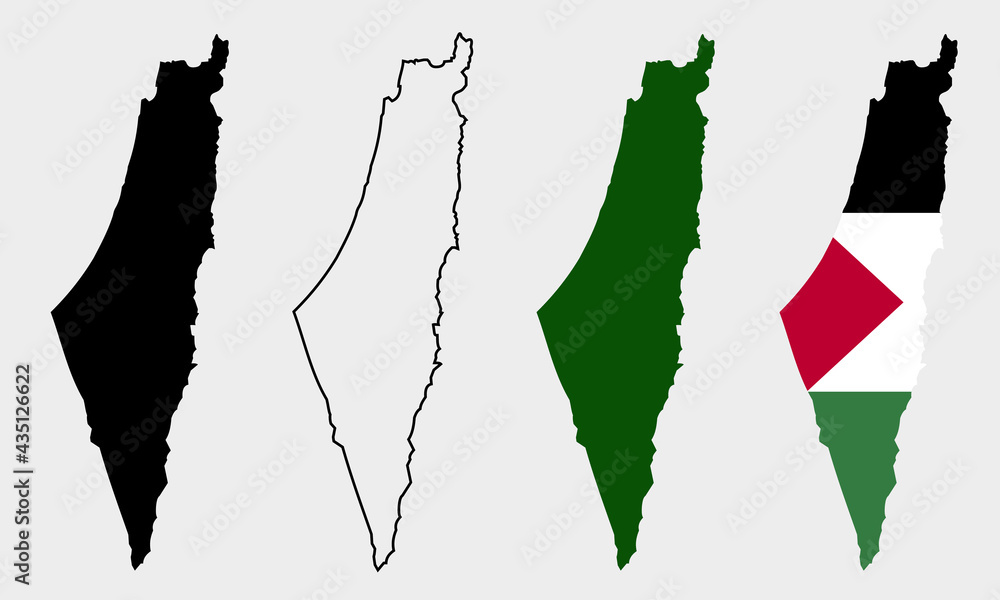 Set vector map flag of palestine isolated on white background. Vector ...