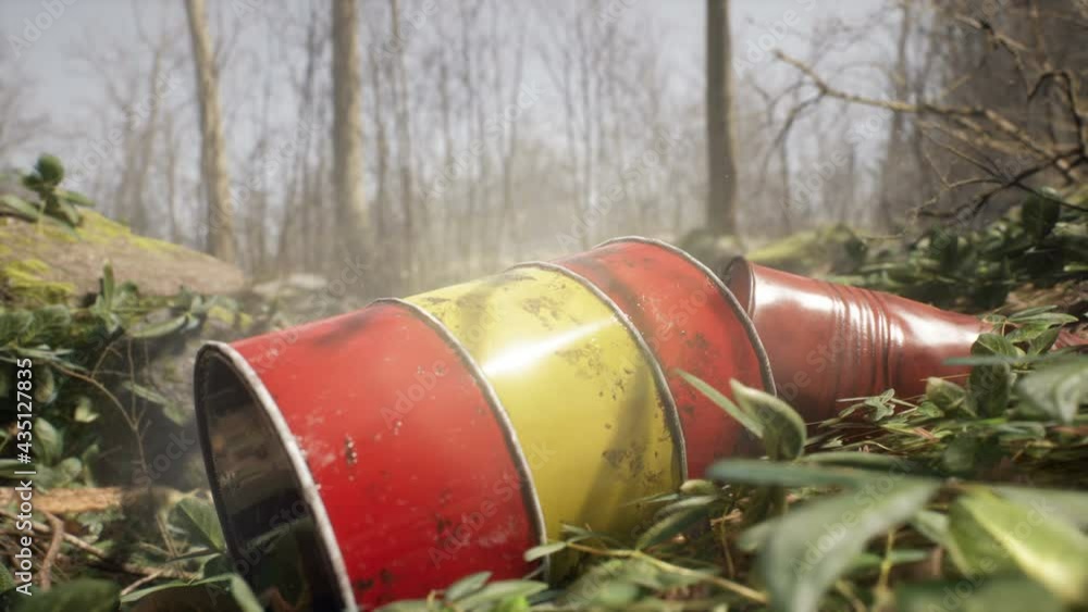 The green forest is littered with toxic barrels of chemicals that ...