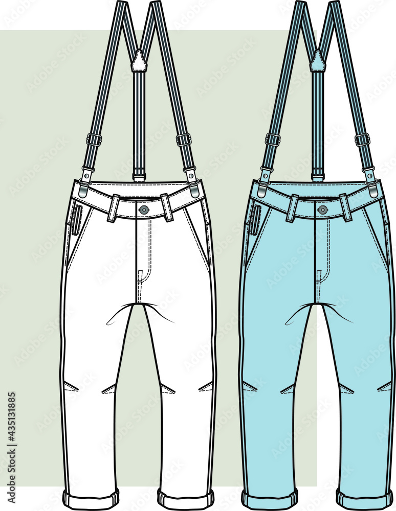 PANTS flat sketch for boys. Trousers Fashion Flat Technical Drawing ...