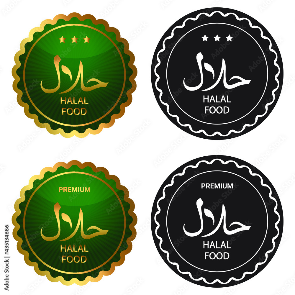 Collection of halal certified logo vector isolated on white background ...