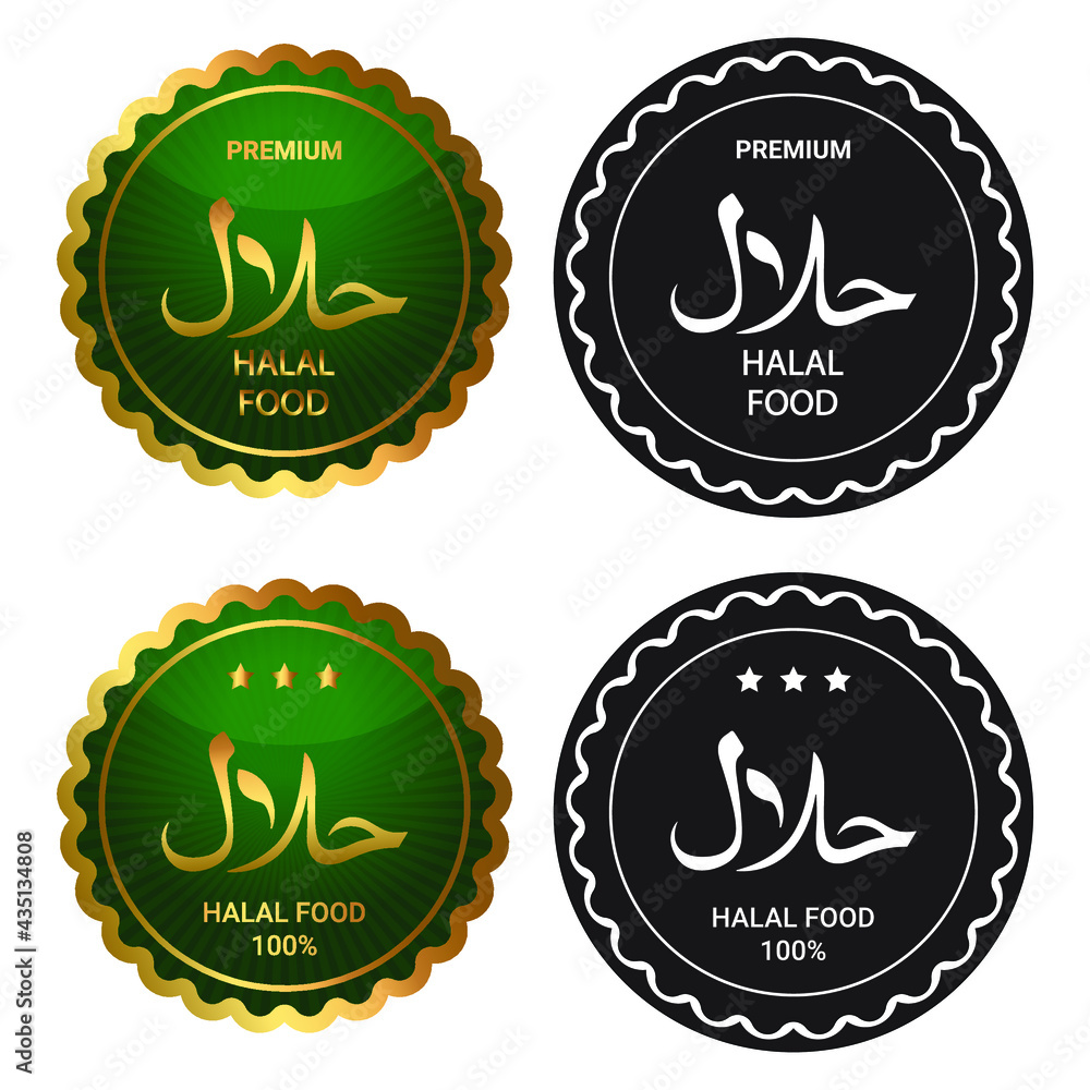 Collection of halal certified logo vector isolated on white background ...