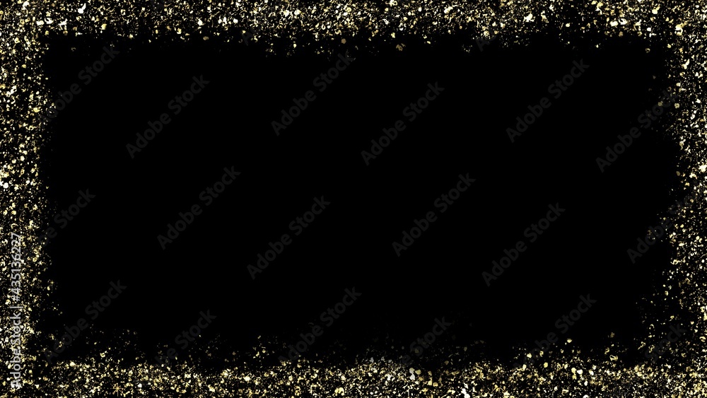 Gold glitter frame illustration with black background, decoration with ...