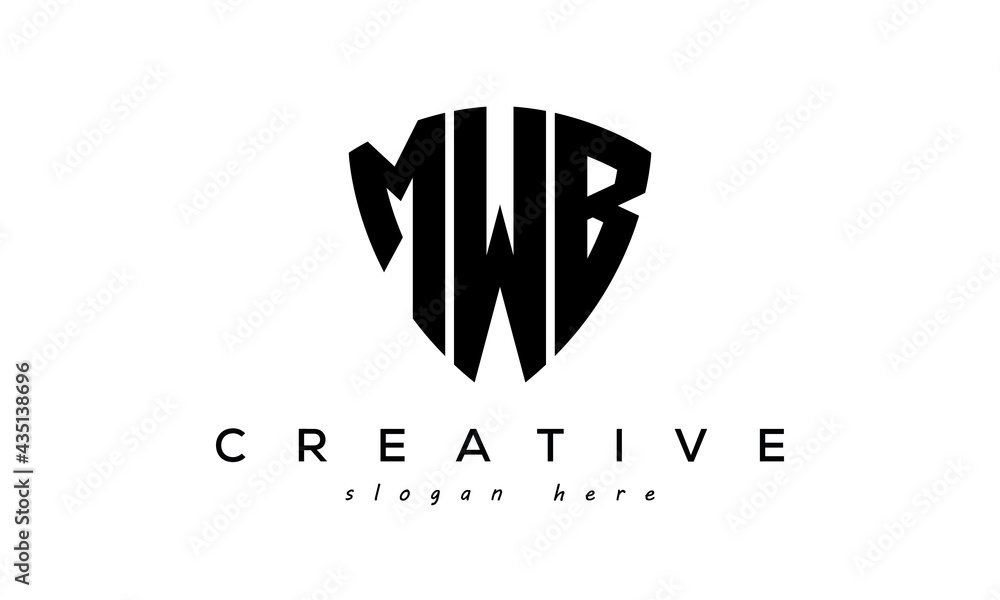 MWB letters creative logo with shield Stock Vector | Adobe Stock