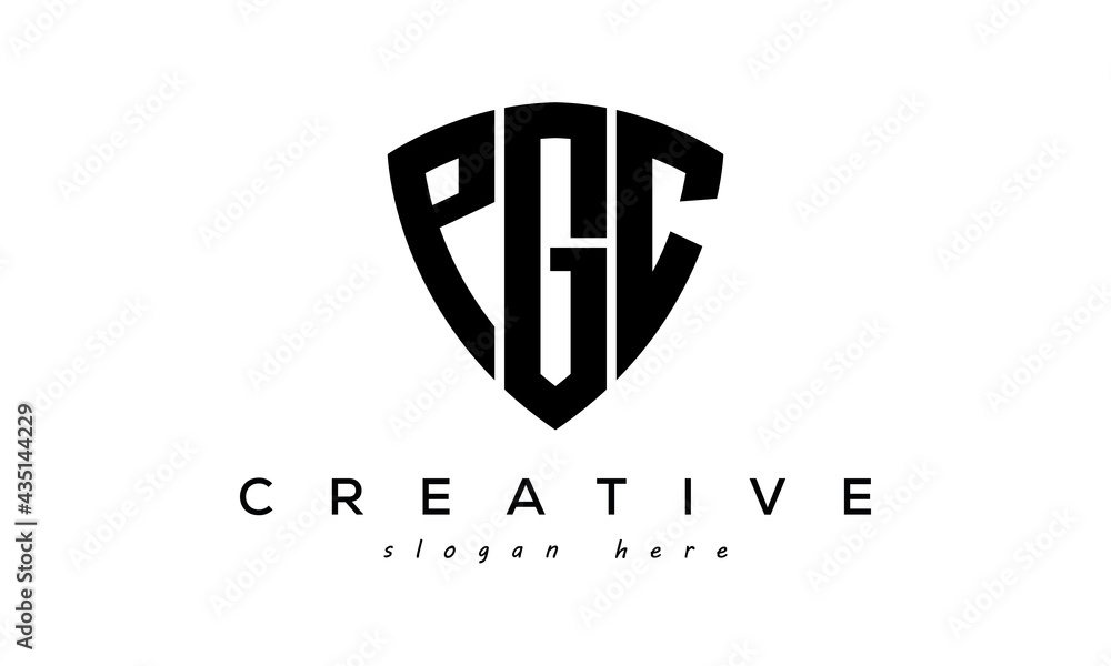 PGC letters creative logo with shield Stock Vector | Adobe Stock