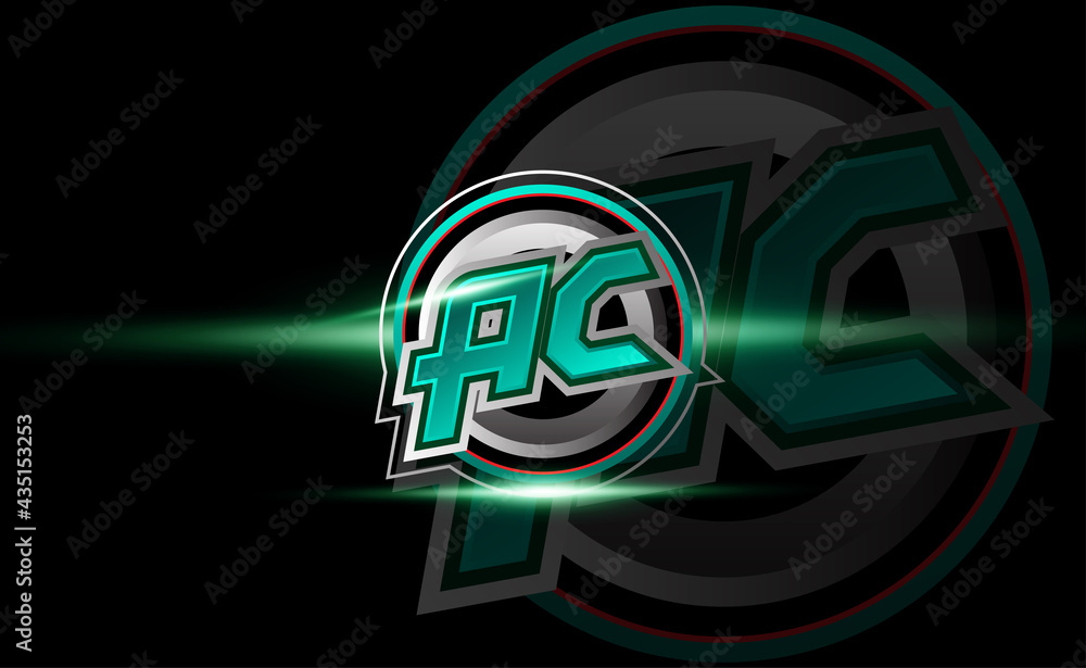 Initial letters AC, vector monogram logo design for esport, twitch and ...