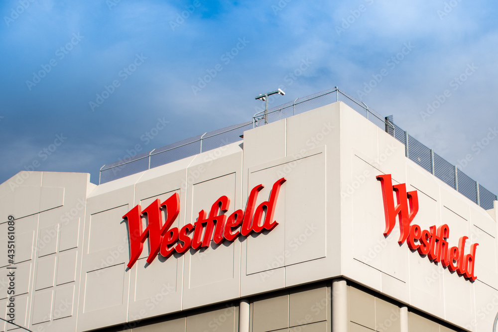 2021-05-02 Sydney, Australia Westfield Miranda shopping centre exterior ...